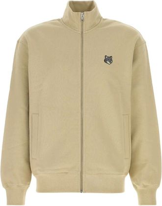 Maison Kitsun&eacute; Homme, Sweatshirts et sweats &agrave; capuche, Beige, Taille: M Fox Head Zipped Comfort SweaT-shirt