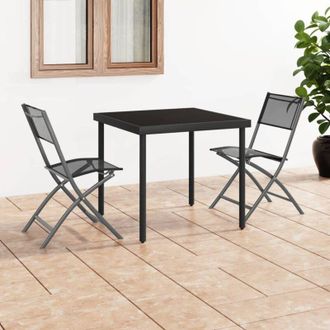 vidaXL Vidaxl - Chaises dext&eacute;rieur pliables lot de 2 Noir Acier et textil&egrave;ne
