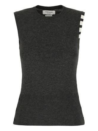 Thom Browne débardeur en cachemire à rayures - Gris