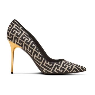 Balmain Femme, Chaussures, Noir, Taille: 37 EU Escarpins Ruby &agrave; Talons Aiguilles et Monogramme Jacquard