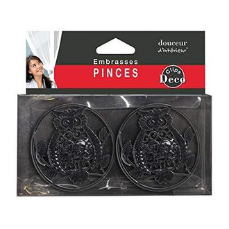 Douceur d'Intérieur Weichheit für den Innenbereich, 2 Raffhalter, 0 cm, Metall, lackiert, Gufo, Schwarz