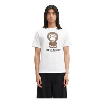 A Bathing Ape A Bathing APE - T-shirt Baby Milo College Monogram - Homme - Tops - Blanc - Taille: XL