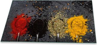 Decorwelt Herdabdeckplatte Abdeckung Ceranfeld Abdeckplatte Schneidebrett 1-Teilig 90x52 Gewürze Mehrfarbig Spritzschutz Glasplatte Ceranfeldabdeckung Schutz He