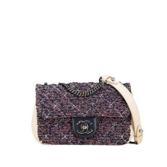 Chanel Sac bandouli&egrave;re vintage en tweed pr&eacute;-poss&eacute;d&eacute; - Femme - Pre-owned - Bleu - Taille: ONE Size