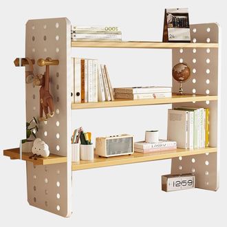 Generic Schreibtischregal - B&uuml;cherregal-Organizer und Zubeh&ouml;r, h&ouml;lzernes Ausstellungsregal mit seitlichem Loch, stapelbare Platten, Schlafsaalregale