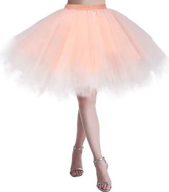 Generic Jupe Plissée Femme Tulle- Jupe Tutu Taille Elastique-Mini Jupe Sexy Femme Couleur Unie pour Fête Danse et Ballet Adulte Jupes Multi-Layer Bouffante Co