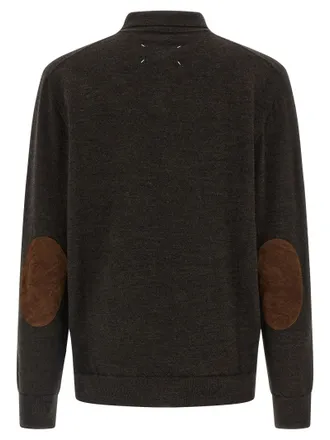 Maison Margiela Mens Brown Wool Polo Shirt