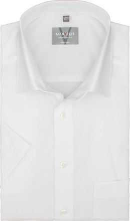 Marvelis Hemd Halbarm, Weiß, Comfort Fit, Bügelfrei, Knitterfrei, 100% Baumwolle, New Kent Kragen, Kurzarm 1/2 Gr. 49