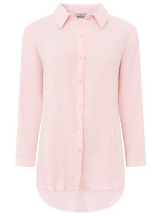 Zwillingsherz Klassische Bluse Musselin Baumwoll Bluse mit Knopfleiste