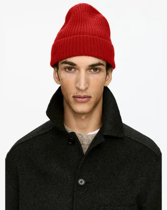 Arket Rippstrick-Beanie Aus Wollmischung -Rot