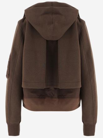 sacai Womens Cotton-Blend Sweatshirt With Layered Details Brown Main: Cotton Top