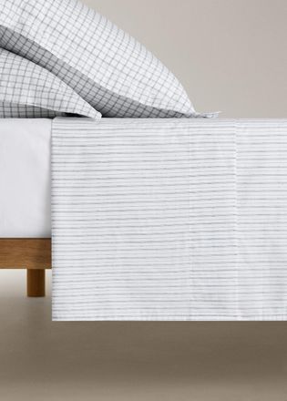 Mango Drap plat percale rayures Lit 180/200 cm gris - Home - Lit 180/200 cm - MANGO HOME