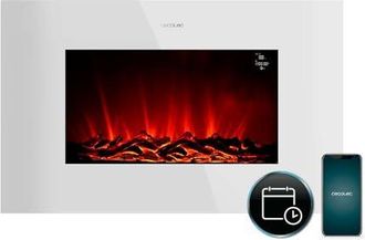 Cecotec ReadyWarm 3590 Flames Connected White Dekorativer Elektrokamin mit Fernbedienung und WLAN, maximale Leistung 2000 W, 2 Intensit&auml;ten, Flachpaneel aus g
