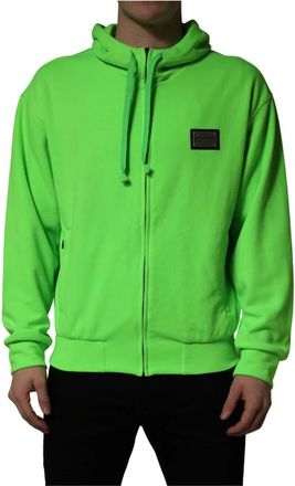Dolce & Gabbana Homme, Sweatshirts et sweats &agrave; capuche, Vert, Taille: S SweaT-shirt &agrave; capuche zipp&eacute; en polaire