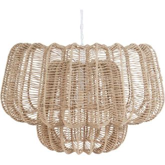 Beliani Lampe &agrave; Suspension Japandi en Corde de Papier avec Abat-Jour Beige Saisi
