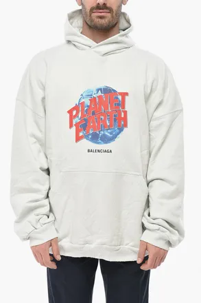 Balenciaga Cotton Vintage-Effect Hoodie with Patch Pocket Balenciaga
