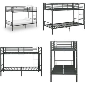 vidaXL Etagenbett Schwarz Metall 90&times;200 cm - Kinderbett - Jugendbett - Etagenbett - Doppelbett - Schlafsystem - Home & Living