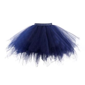 Generic Jupe Pliss&eacute;e Femme Tulle- Jupe Tutu Taille Elastique-Mini Jupe Sexy Femme Couleur Unie pour F&ecirc;te Danse et Ballet Adulte Jupes Multi-Layer Bouffante Co