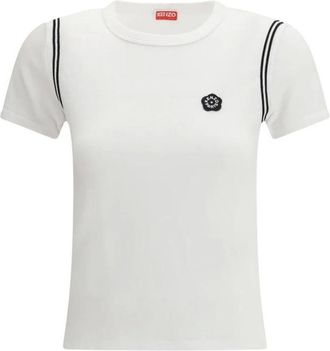 Kenzo Femme, Tops, Blanc, Taille: 42 FR T-Shirt Classique &agrave; Col Rond en Coton