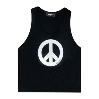 Dsquared2 Femme, Tops, Noir, Taille: 38 FR Débardeur noir avec symbole de paix