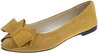 Generic Chaussures plates d&eacute;contract&eacute;es &agrave; bout pointu pour femme, &eacute;l&eacute;gantes, respirantes, couleur unie, l&eacute;g&egrave;res et confortables, avec noeud, ballerines plates