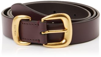 Calvin Klein Sarah 2-teiliger Damen-G&uuml;rtel mit Logo-Schnalle, 2 St&uuml;ck, LV04K7012G, Schwarz (Schwarz/Tumbled Deep Gold), 85, Schwarz (Schwarz/getrommeltes tiefes Go