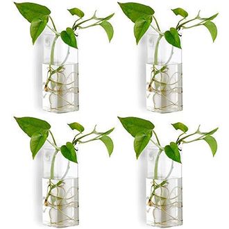 Nuptio 4 Pièces Cristal Verre Tenture Murale Fleur Vase Planteur Terrarium Conteneur Pot De Fleur
