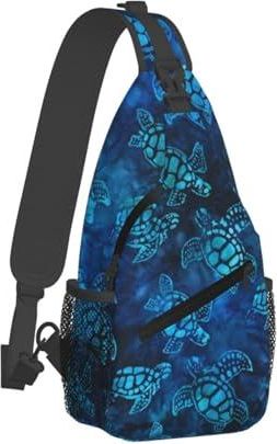 Generic Sacoche Tactique Tortue marine bleue Antivol Sling Bag Polyester Sac DEpaule pour Camping Femme Cyclisme