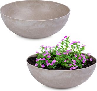 Matches 21 matches21 Pflanzschalen für draußen - 2 Vintage Dekoschalen Sand beige marmoriert als Blumentopf Pflanztopf - Schale in 20 x 7,5 cm als Garten Vogeltr