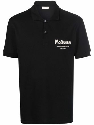 Alexander McQueen polo &agrave; logo graffiti - Noir