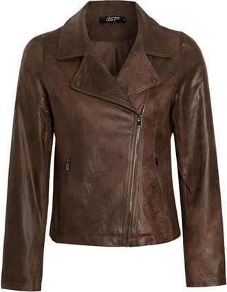 SS7 Blouson Motard pour Femme Veste Effet Vintage avec Brillance