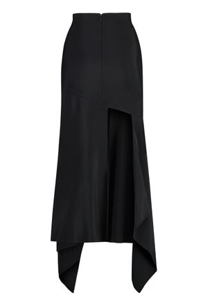 MUGLER Womens Gabardine Midi Skirt Black Viscose