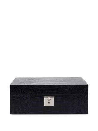 Smythson boite de rangement &agrave; effet peau de crocodile - Bleu