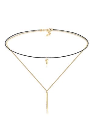 Elli Halskette Damen Choker Geo Dreieck Layer in 925 Sterling Silber vergoldet