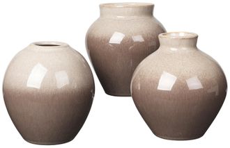 Broste Copenhagen 14463238 Ingrid Vase Set 3tlg. Keramik Simple Taupe/Brown