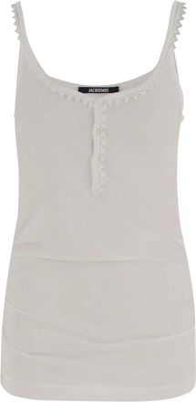 Jacquemus Femme, Tops, Blanc, Taille: 40 FR Top en coton avec demi-boutonnage