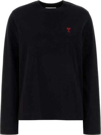 Ami Femme, Tops, Noir, Taille: 36 FR Long-sleeve Cotton T-shirt