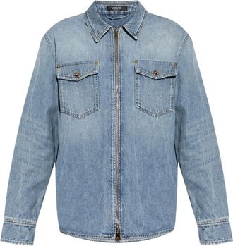 Versace Homme, Vestes, Bleu, Taille: M Surchemise zipp&eacute;e en denim