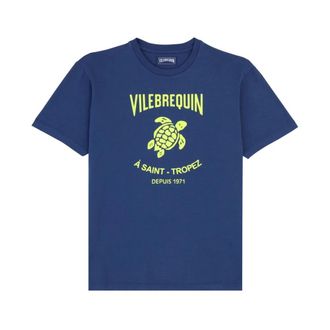 Vilebrequin Baumwoll-T-Shirt mit Schildkr&ouml;ten-Logo - - Tops - Herren - Blau - M