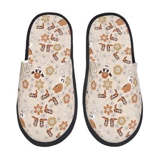 Generic Accueil Pantoufles Bottes Rigolotes De Cowboy Squelette R&eacute;tro Lavables Pantoufles En Coton Doux Chaussons DInt&eacute;rieur Pour Invit&eacute; Chambre Femmes M