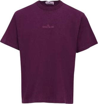 Stone Island Homme, Tops, Rouge, Taille: S T-shirt à manches courtes et coupe classique avec logo brodé