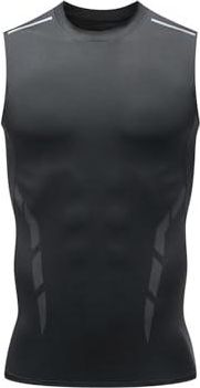 Generic Haut de sport respirant &agrave; col rond pour homme - Couleur unie - L&eacute;ger - Confortable - &Eacute;l&eacute;gant - Coupe ajust&eacute;e - D&eacute;contract&eacute; - Extensible - Sans manches