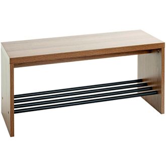 PEGANE Pegane - Banc &agrave; chaussures coloris ch&ecirc;ne et m&eacute;tal noir - Longueur 80 x Profondeur 30 x Hauteur 40 cm