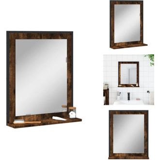 vidaXL Badspiegel mit Ablage R&auml;uchereiche 50x12x60 cm Holzwerkstoff - Badezimmerspiegel - Holzwerkstoff - Badschrank - Aufbewahrung Im Badezimmer - Spiegel
