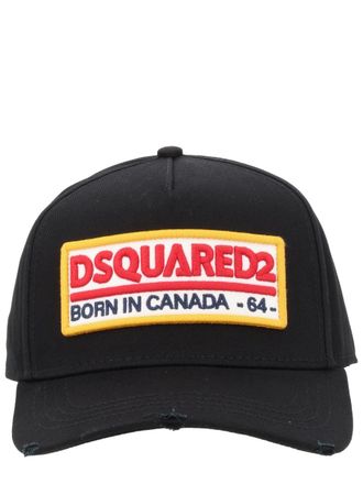 Dsquared2 BCM0983_05C000012124 Logo-Patch Cotton Baseball Cap - Black