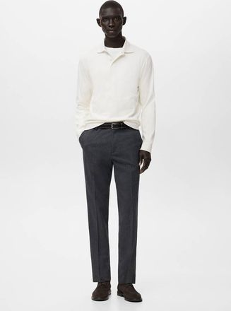 Mango Pull-over polo maille regular-fit blanc - Homme - XXL - MANGO MAN