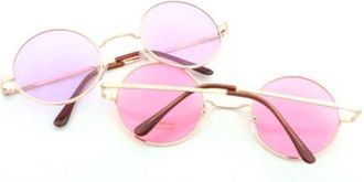 IFUNDOM Lunettes de Soleil Rondes Oversize R&eacute;tro Unisexe avec Protection Monture Dor&eacute;e et Verres Violets Color&eacute;s L&eacute;g&egrave;res et Antid&eacute;rapantes pour Style Vintage