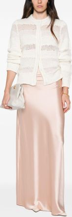 Fabiana Filippi Open-Knit Striped Wool Cardigan - Off-White