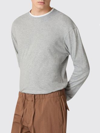 Lardini T-shirt &agrave; manches longues en coton avec bordures contrastantes
