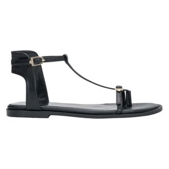 Estro & Luminara Femme, Chaussures, Noir, Taille: 36 EU Sandales Plates avec D&eacute;tails Dor&eacute;s